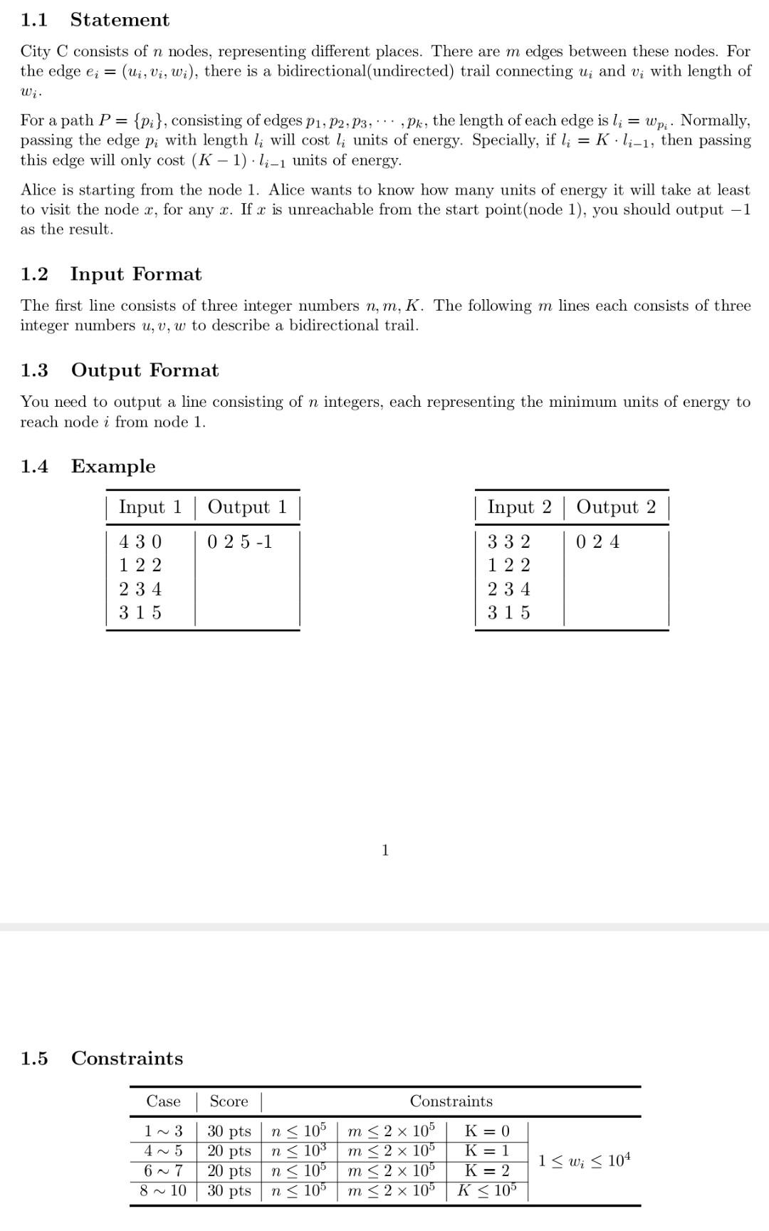 Solved 1.1 Statement City C consists of n nodes, | Chegg.com