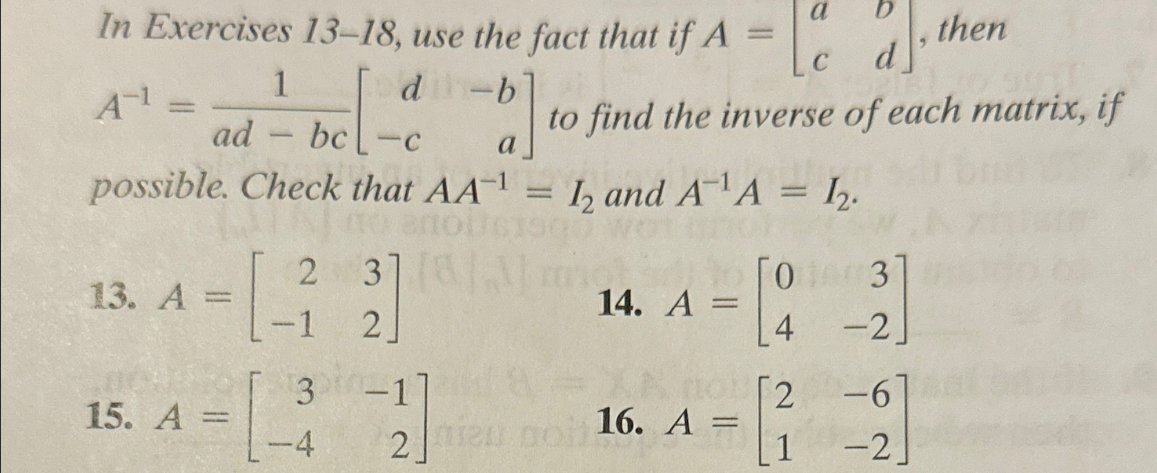 Solved In Exercises 13-18, ﻿use the fact that if A=[abcd], | Chegg.com