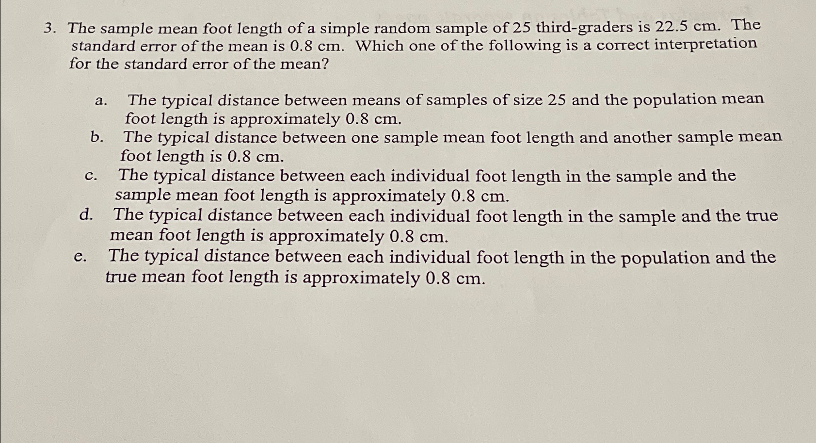 Solved The sample mean foot length of a simple random sample | Chegg.com