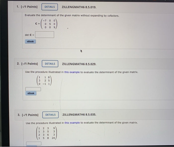 Solved 1. [-/1 Points] DETAILS ZILLENGMATH6 8.5.019. | Chegg.com