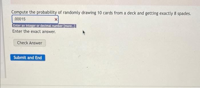 Solved Compute the probability of randomly drawing 10 cards | Chegg.com