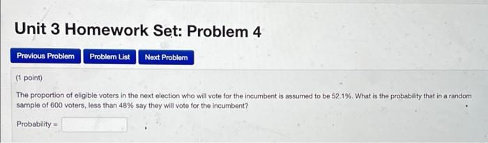 Solved Unit 3 Homework Set: Problem 4 Previous Probler | Chegg.com