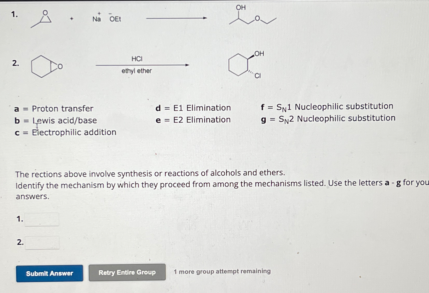 Solved a= ﻿Proton transferd = ﻿E1 ﻿Eliminationf=SN1 | Chegg.com