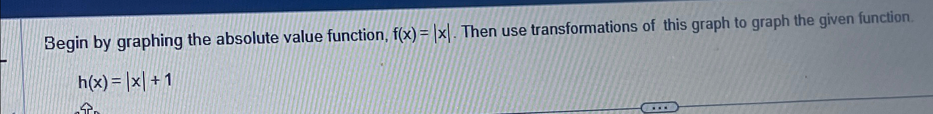 Solved Begin by graphing the absolute value function, | Chegg.com