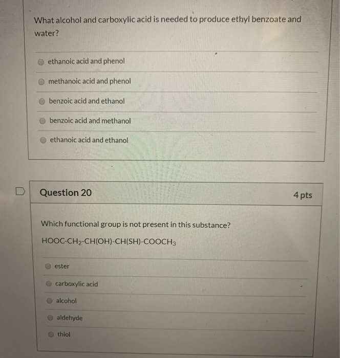 Solved What alcohol and carboxylic acid is needed to produce | Chegg.com