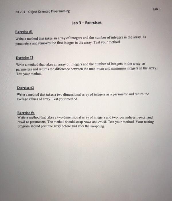 Solved Lab 3 Int 201 Object Oriented Programming Lab 3