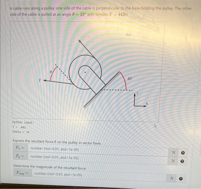 Solved A cable runs along a pulley: one side of the cable is | Chegg.com