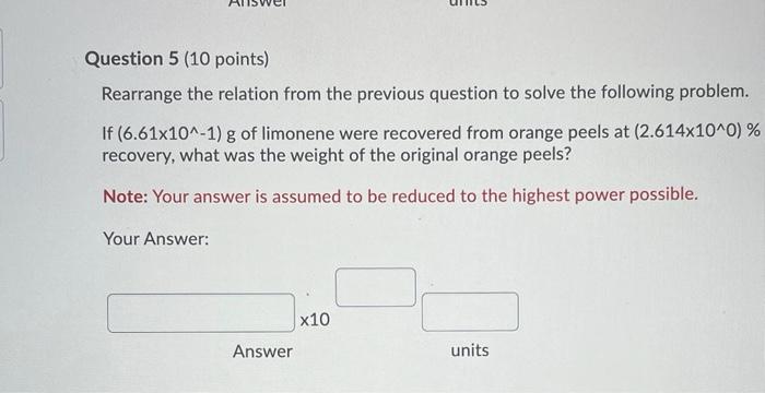 Solved Question 4 (10 points) The percent recovery in a | Chegg.com