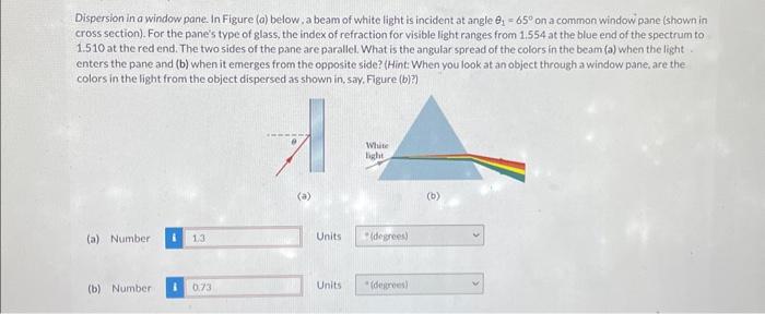 Solved Dispersion in a window pane. In Figure (a) below , a | Chegg.com