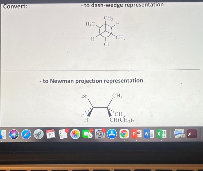 Solved Convert: - to dash-wedge representation CH, Н4С Η H | Chegg.com