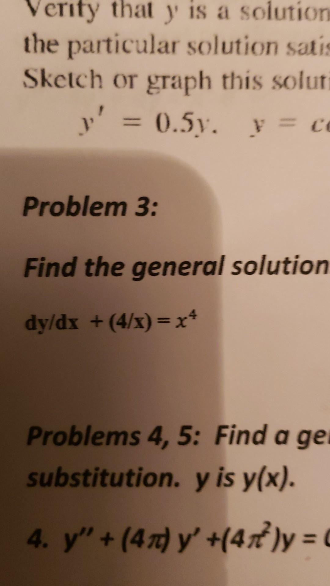Solved Verity that y is a solution the particular solution | Chegg.com