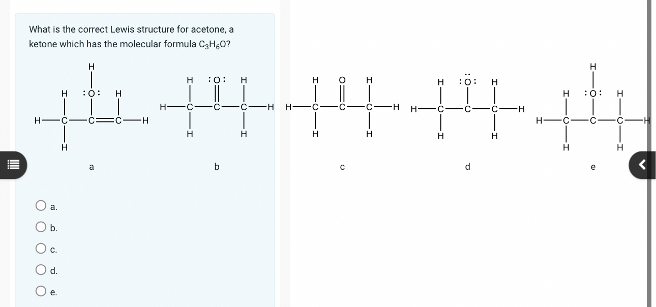 Solved What is the correct Lewis structure for acetone, | Chegg.com