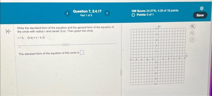 Solved Find the center and radius of the circie. Write the | Chegg.com