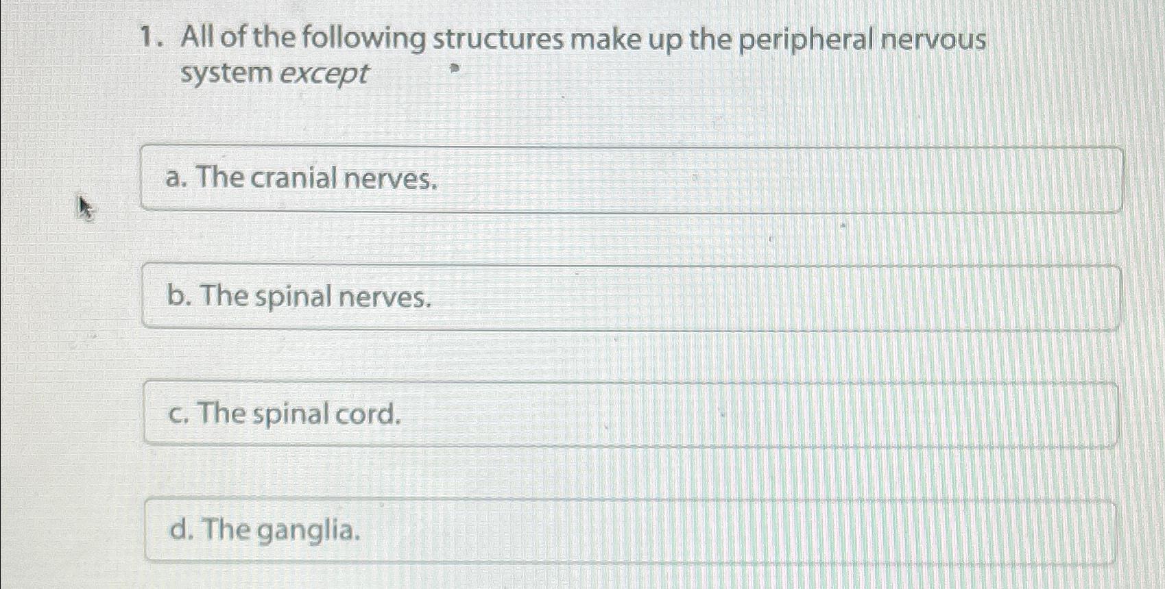 All of the following structures make up the | Chegg.com