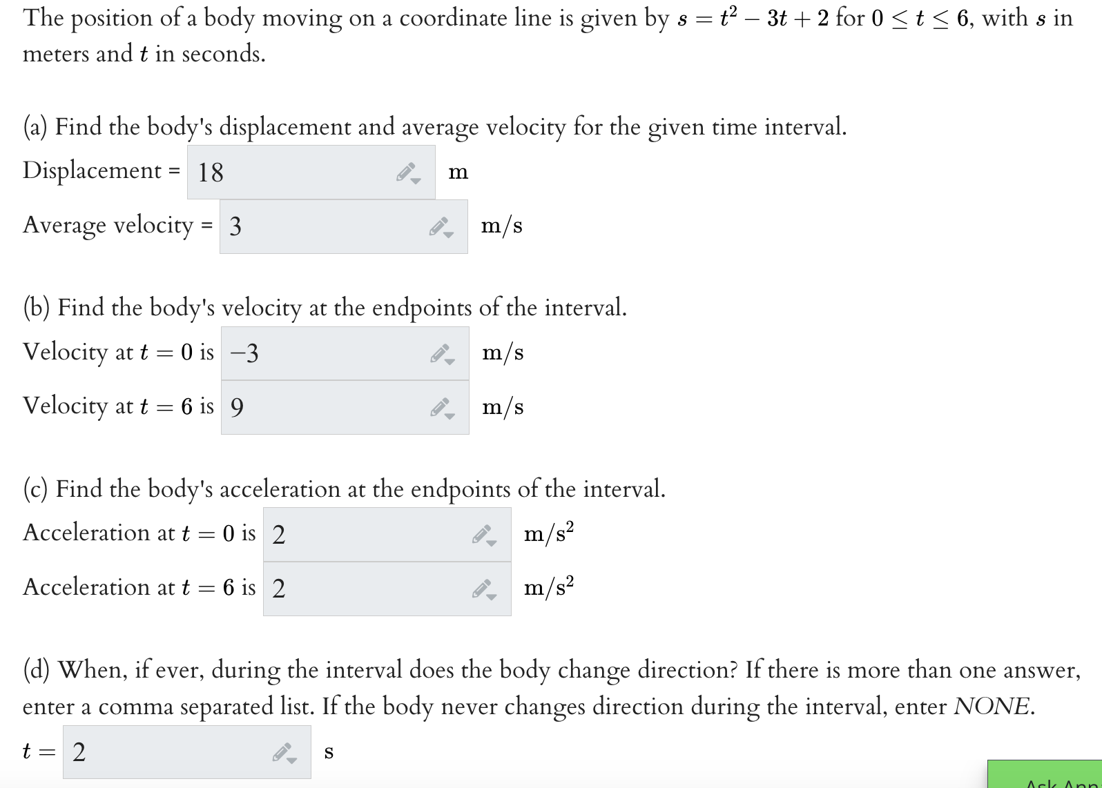 Solved The position of a body moving on a coordinate line is | Chegg.com