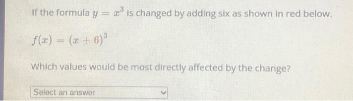 Solved If the formula y = x is changed by adding six as | Chegg.com