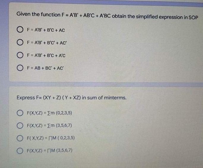 Solved Given The Function F Ab Abc Abc Obtain The 1062