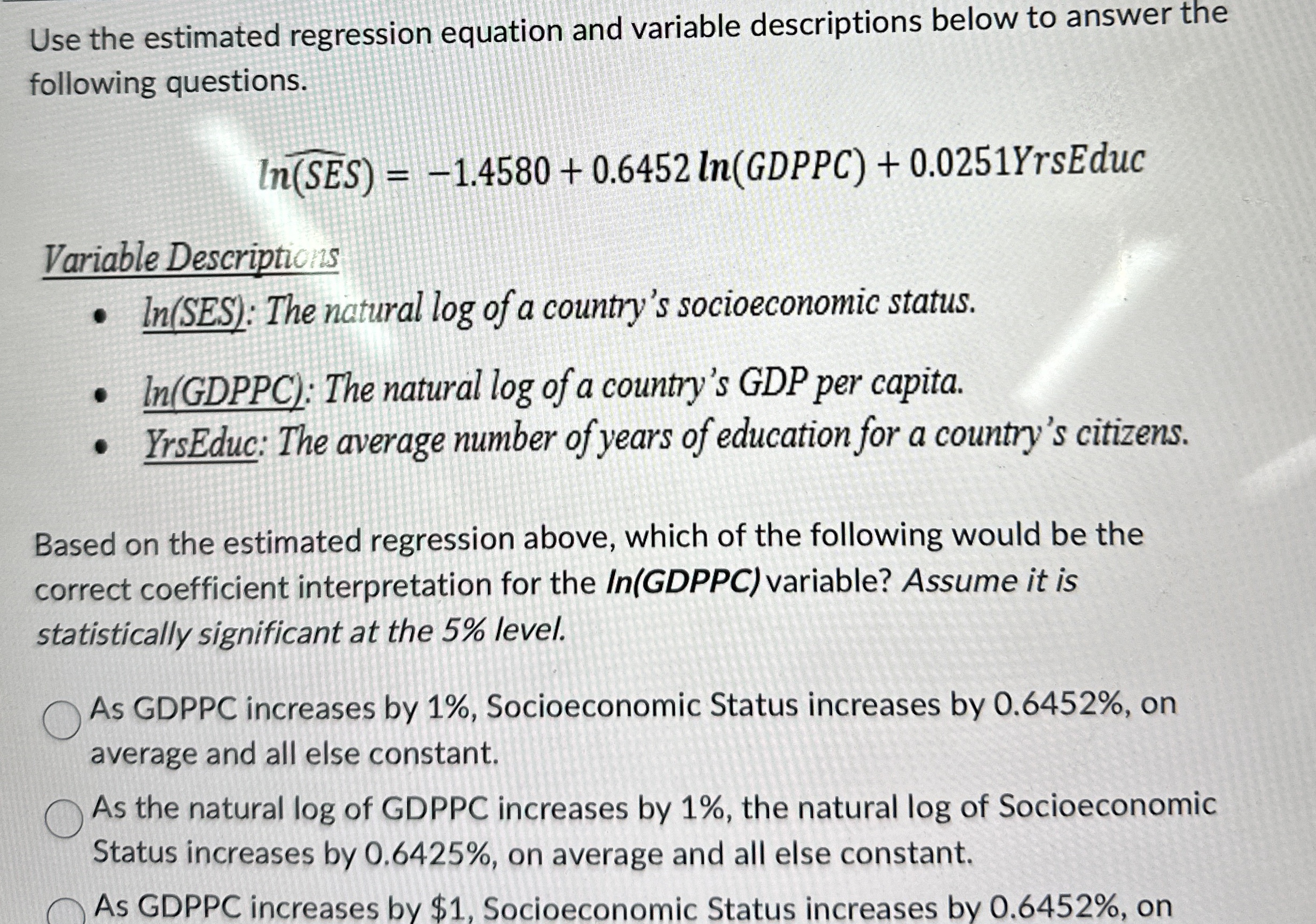 Solved Use the estimated regression equation and variable | Chegg.com