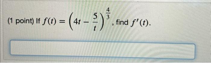 Solved ( 1 point) Let f(x)=(lnx)3 f′(x)= | Chegg.com
