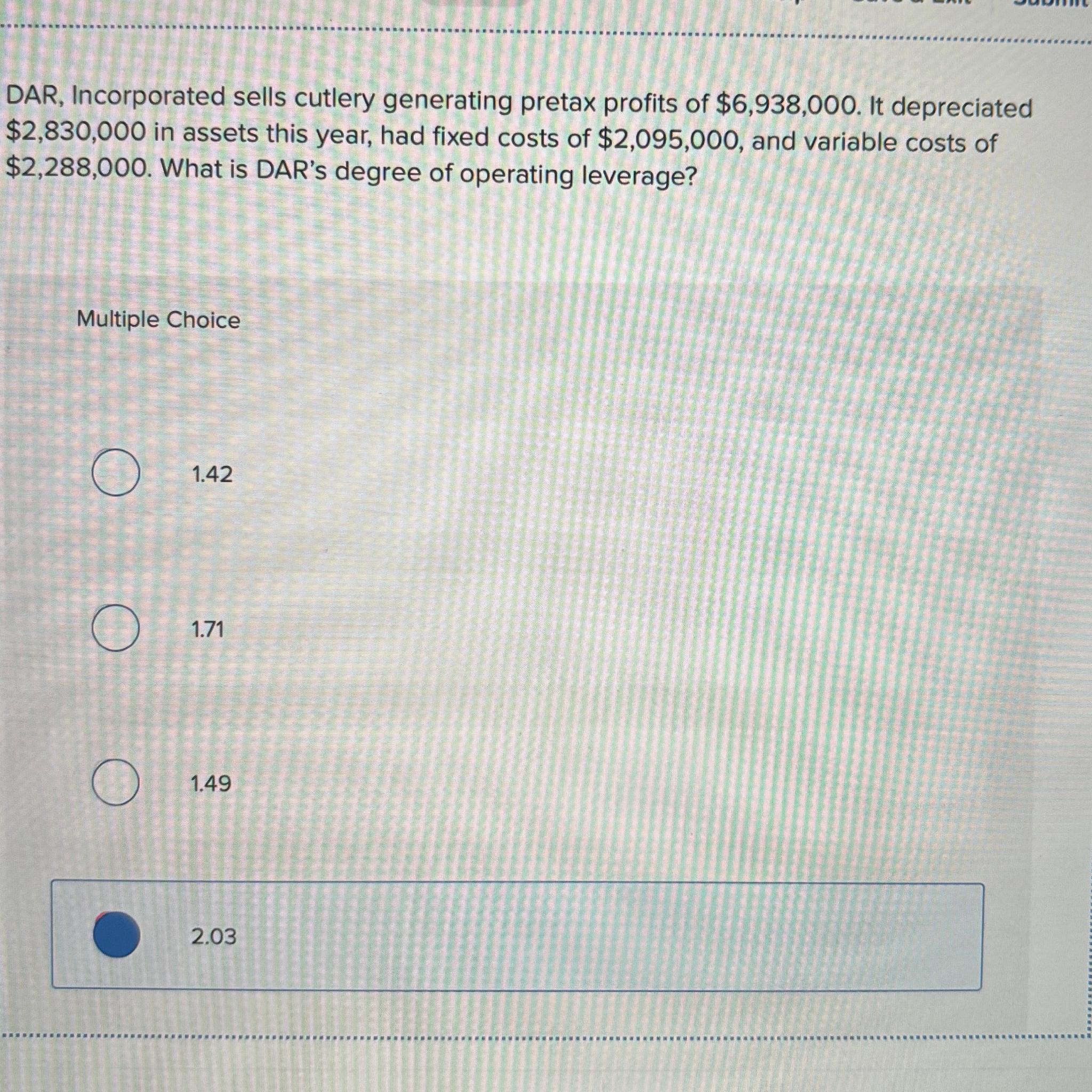 Solved DAR, Incorporated sells cutlery generating pretax | Chegg.com