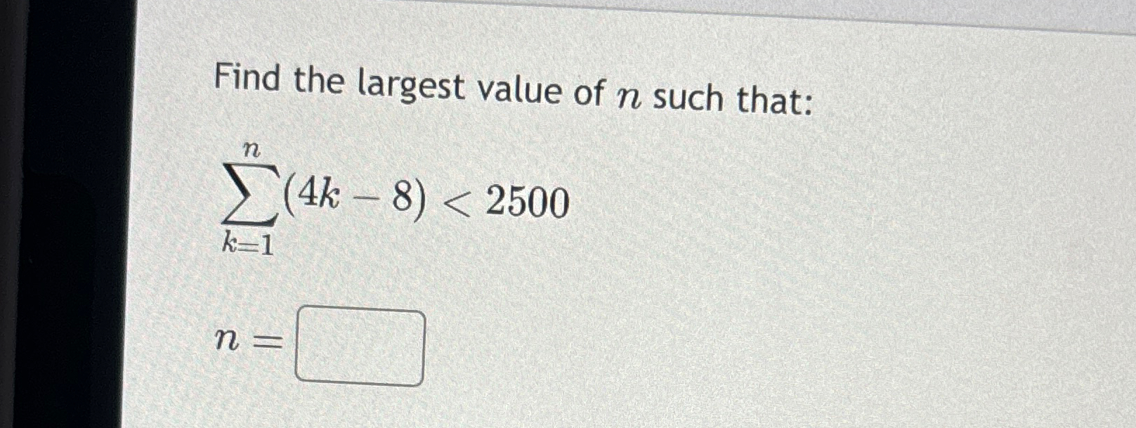 Find the largest value of n ﻿such | Chegg.com