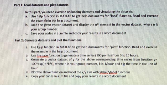 Solved Part 1: Load datasets and plot datasets In this part, | Chegg.com