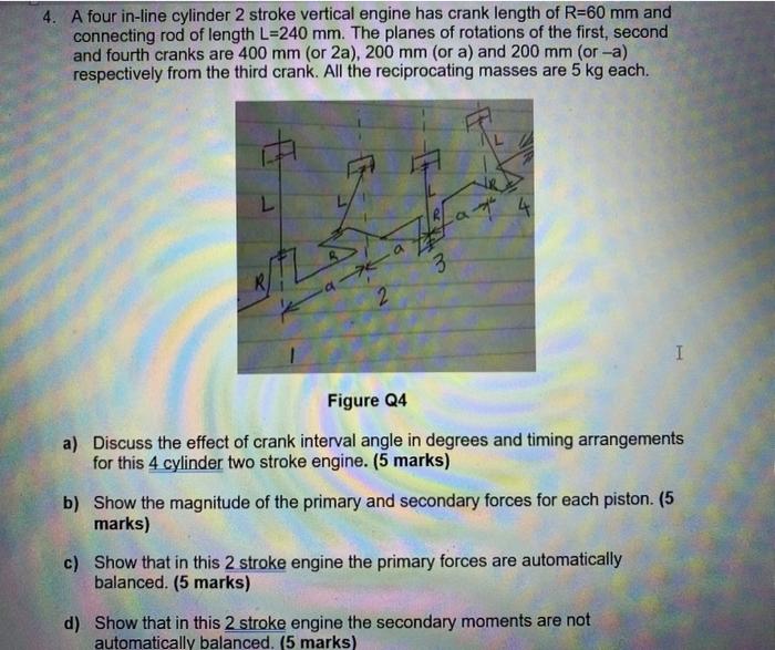 Solved 4. A four in-line cylinder 2 stroke vertical engine | Chegg.com