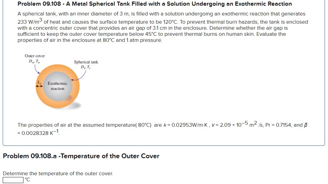 Solved Problem 09.108 - ﻿A Metal Spherical Tank Filled with | Chegg.com