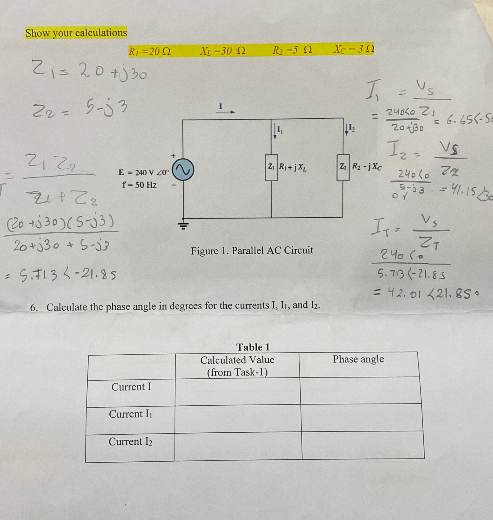 Solved Show your calculations6. ﻿Calculate the phase angle | Chegg.com