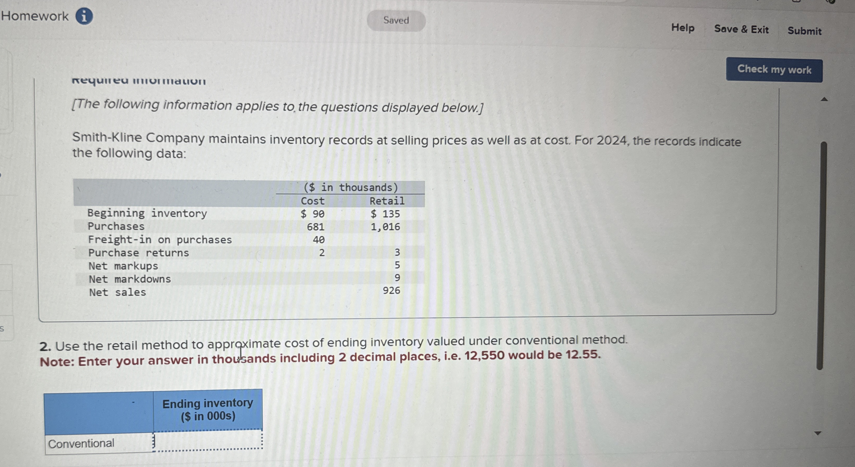 Solved HomeworkHelpSave & ExitSubmit[The following | Chegg.com