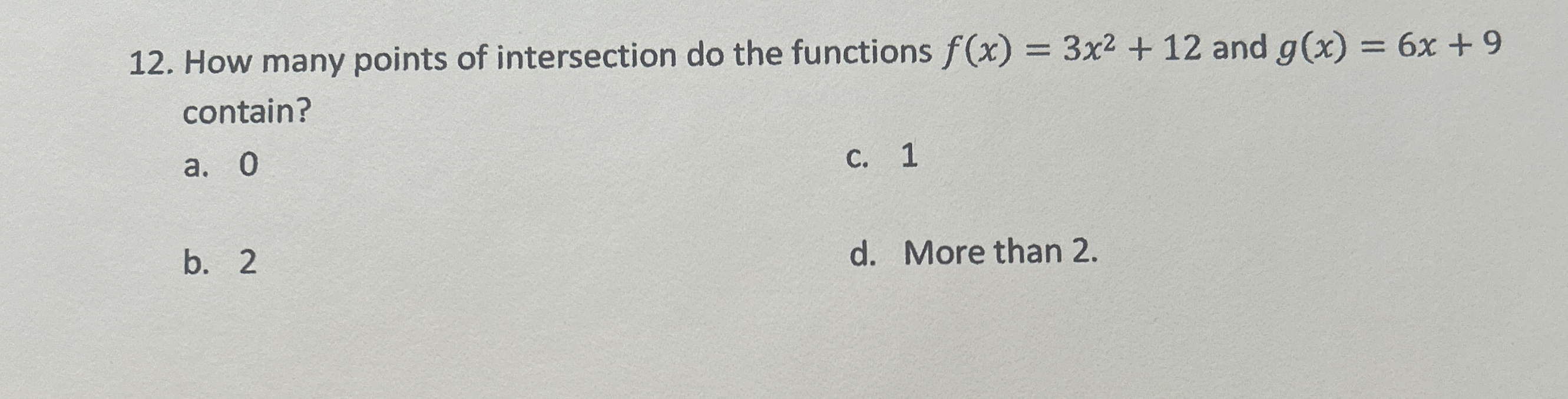 Solved How many points of intersection do the functions | Chegg.com