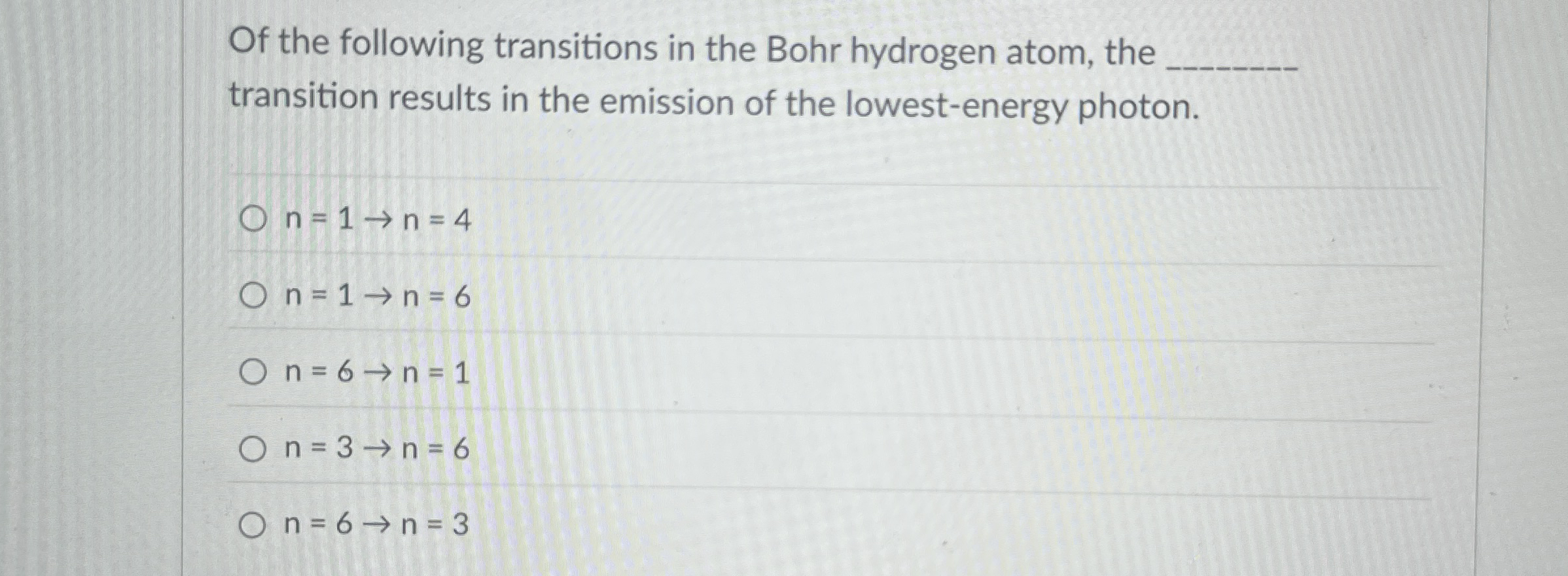 High Quality SOLUTION Of the following transitions in the Bohr hydrogen | Chegg.com