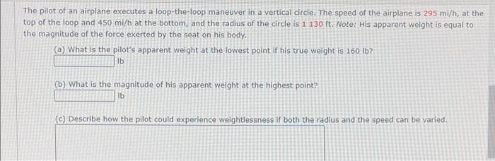Solved The pilot of an airplane executes a loop-the-loop | Chegg.com