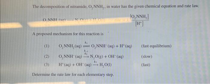 Solved The decomposition of nitramide, O2NNH2, in water has | Chegg.com