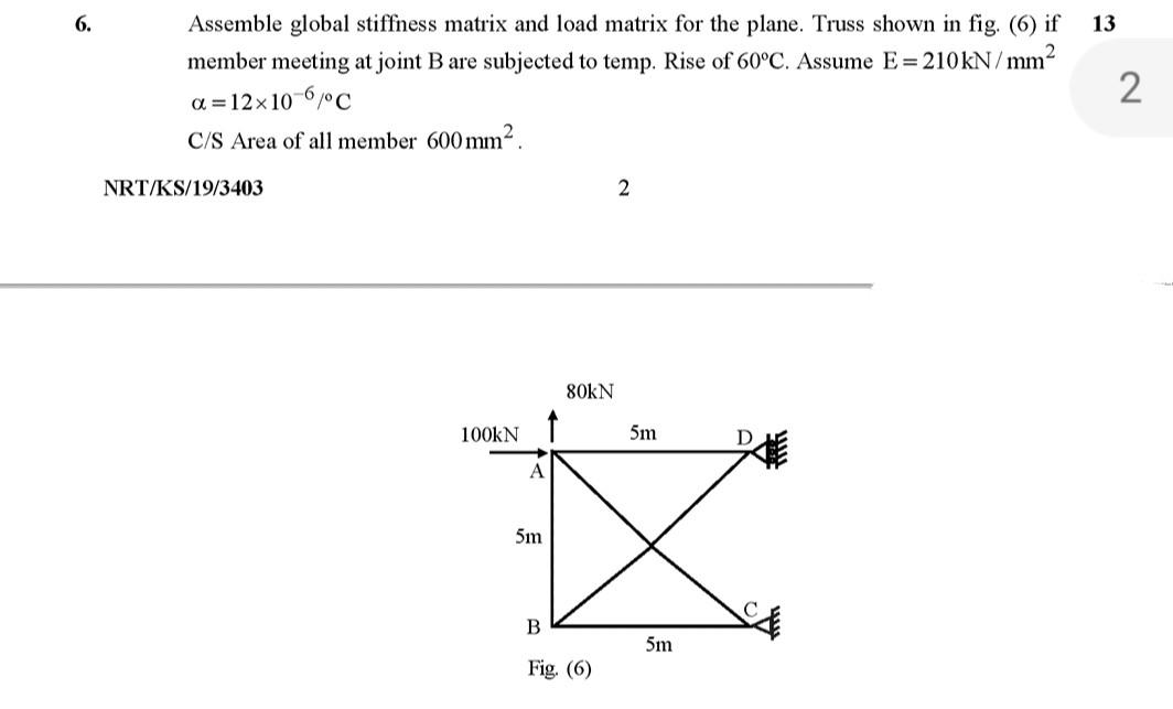 Solved Assemble global stiffness matrix and load matrix for | Chegg.com