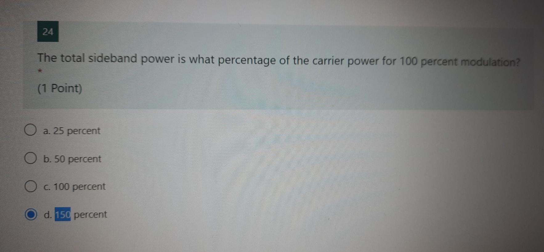 Solved 24 The total sideband power is what percentage of the | Chegg.com