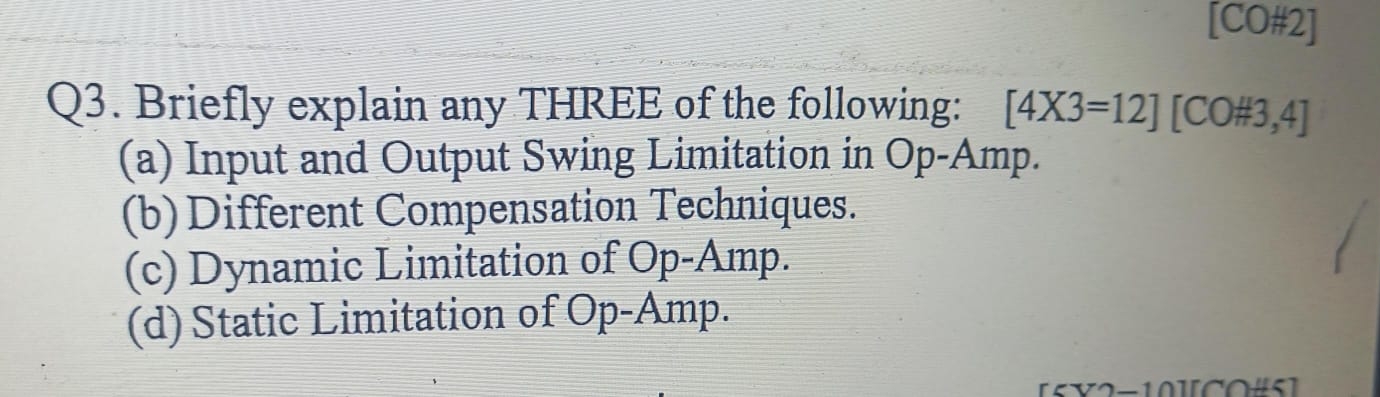 Solved Q3. ﻿Briefly explain any THREE of the following: | Chegg.com