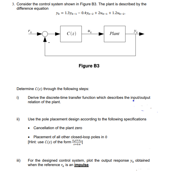 Consider the control system shown in Figure B3. ﻿The | Chegg.com