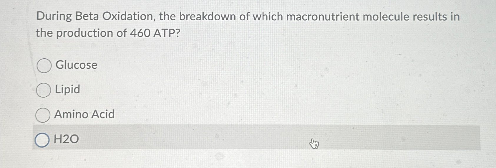Solved During Beta Oxidation, the breakdown of which | Chegg.com