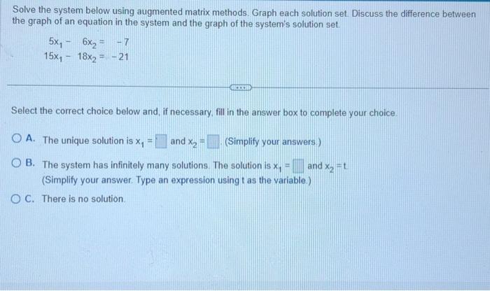 Solved Solve the system below using augmented matrix | Chegg.com