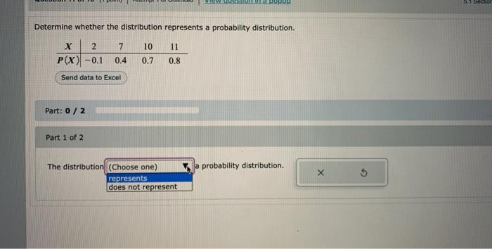 Solved Determine whether the distribution represents a | Chegg.com