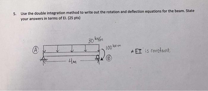 Solved 5. Use the double integration method to write out the | Chegg.com