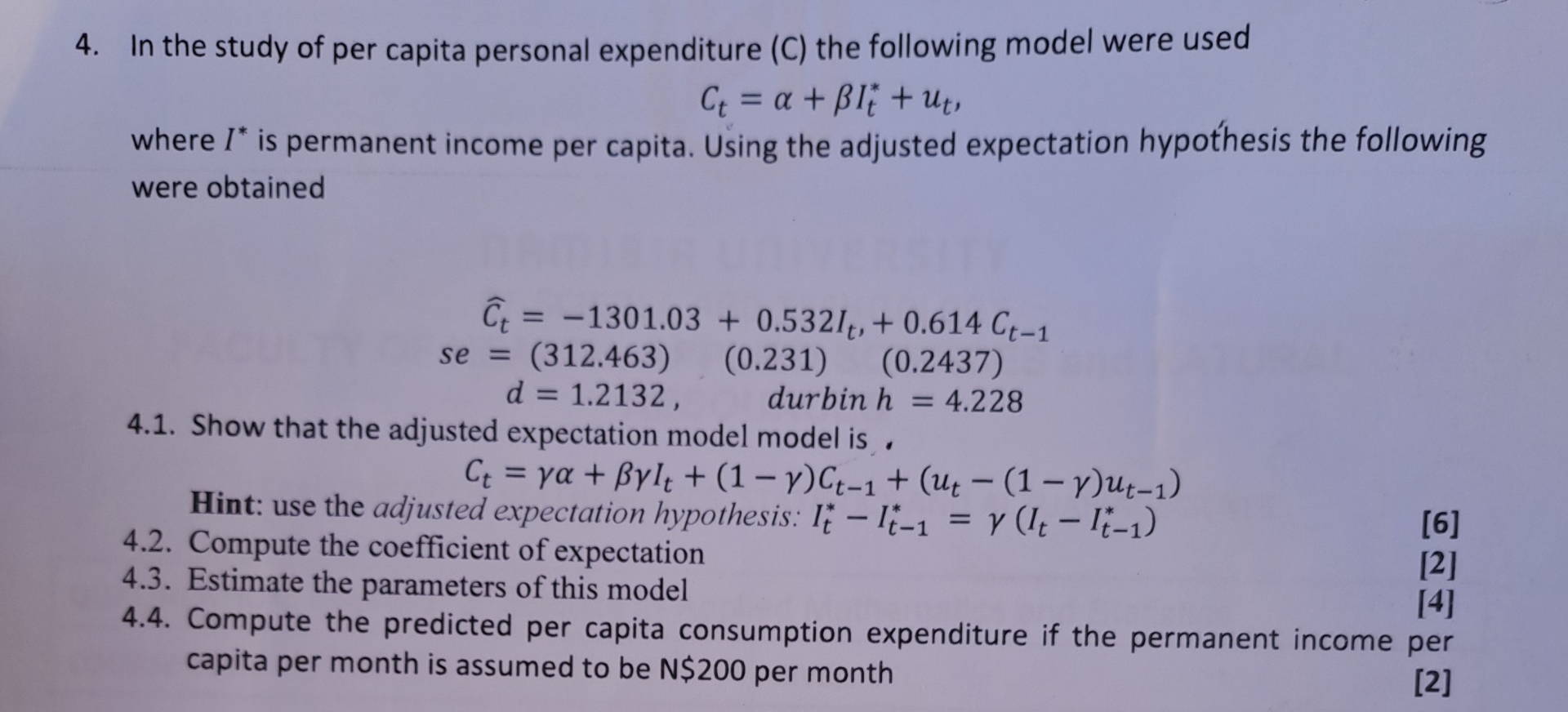 Solved In the study of per capita personal expenditure (C) | Chegg.com