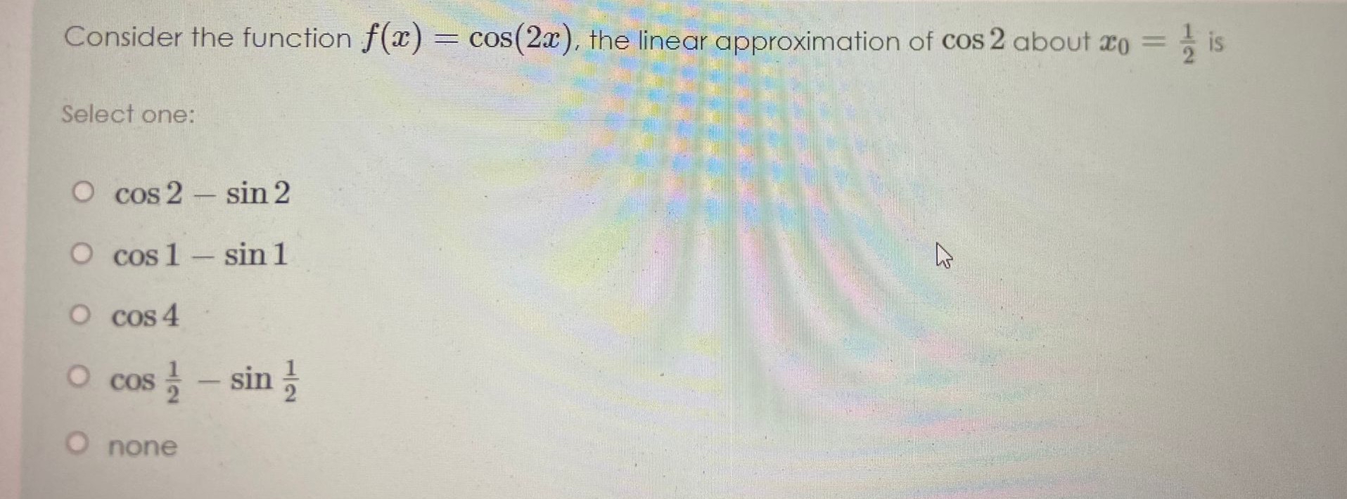 Solved Consider the function f(x)=cos(2x), ﻿the linear | Chegg.com