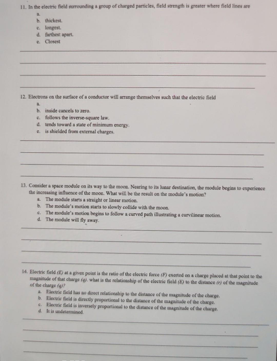 Solved 11. In the electric field surrounding a group of | Chegg.com