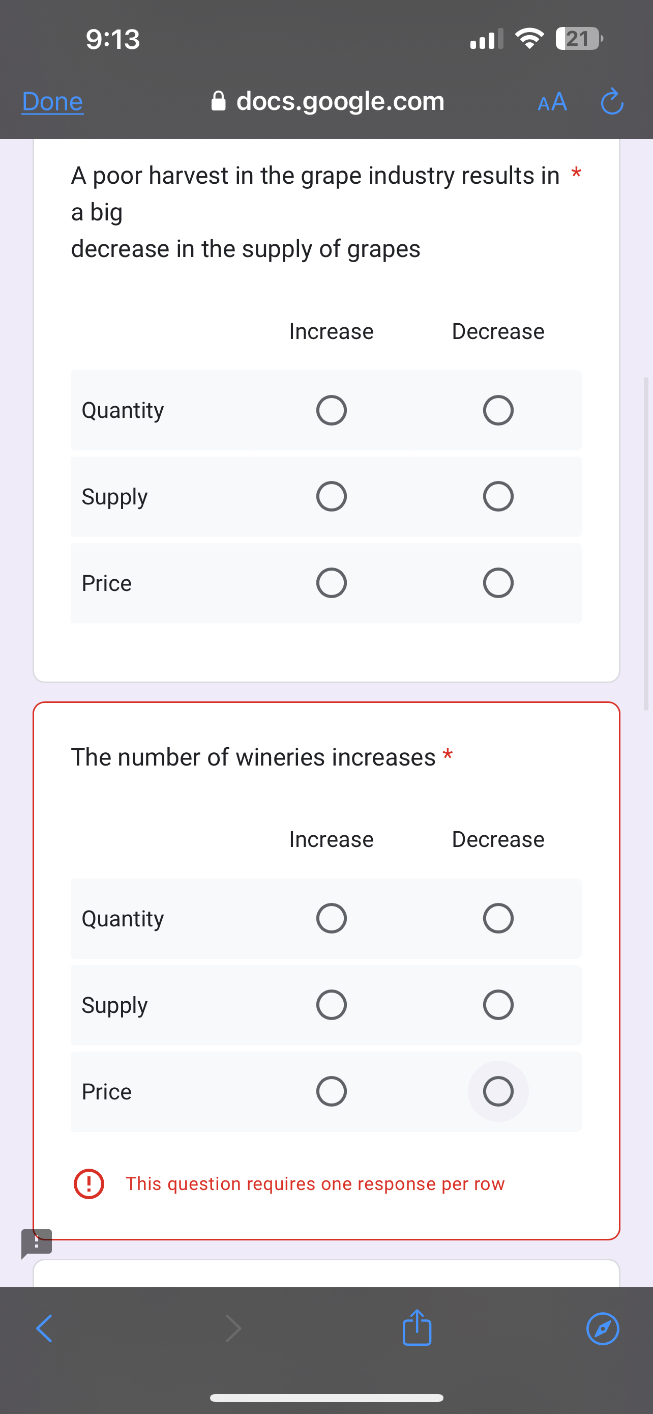 Solved 9:1321Donedocs.google.comA poor harvest in the grape | Chegg.com