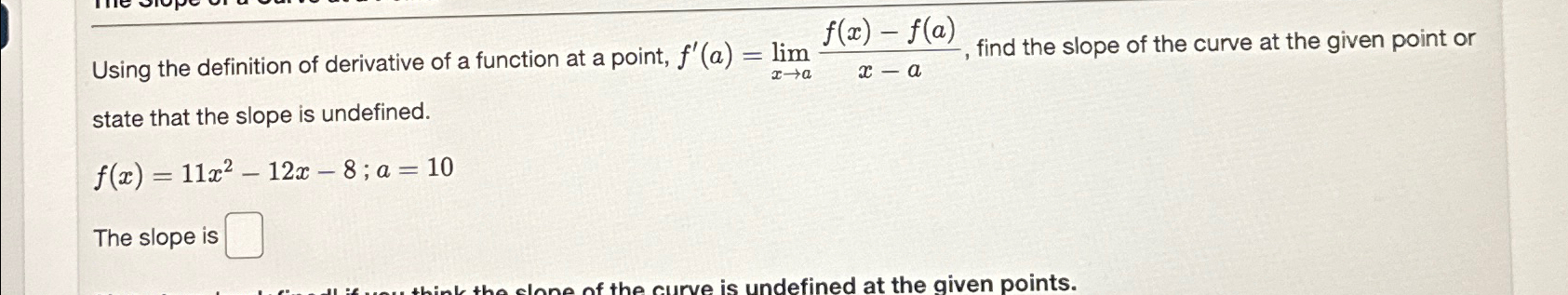 Solved Using the definition of derivative of a function at a | Chegg.com