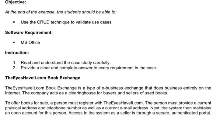 Solved 1. A fully developed description for two use cases: | Chegg.com