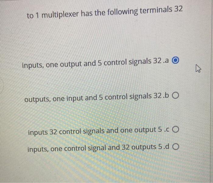 Solved to 1 multiplexer has the following terminals 32 | Chegg.com