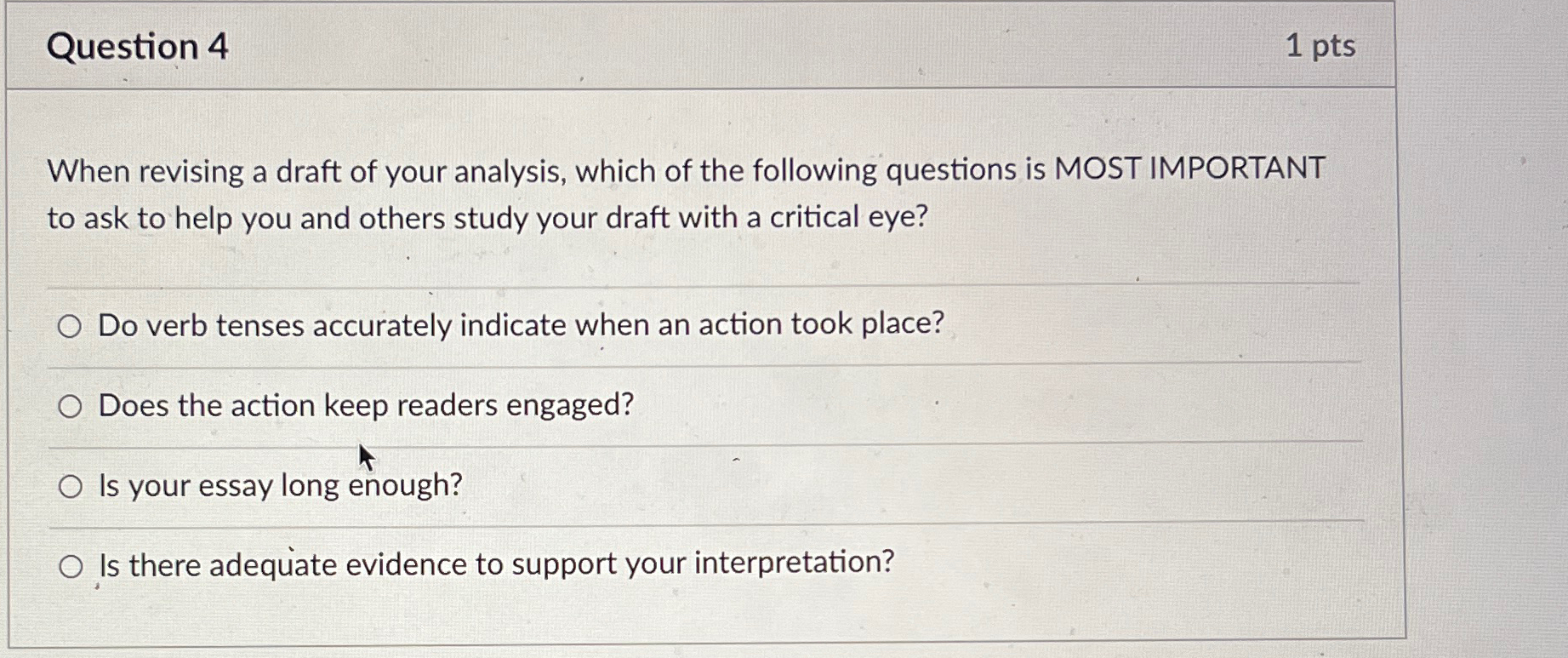 Solved Question 41 ﻿ptsWhen revising a draft of your | Chegg.com